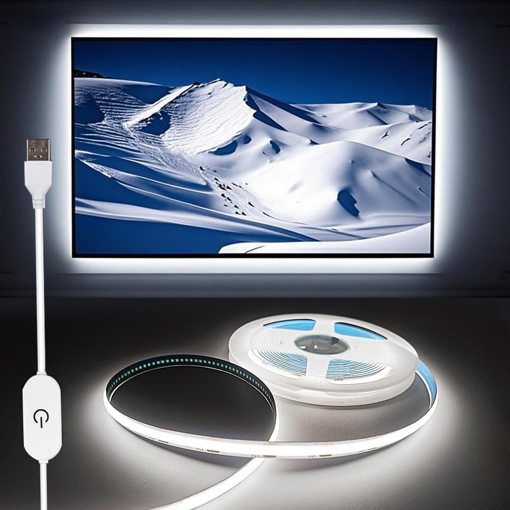 5V USB LED Light Strip, COB LED Strip Lights, White 5V LED Lights, Small LED Strip Light, TV ...