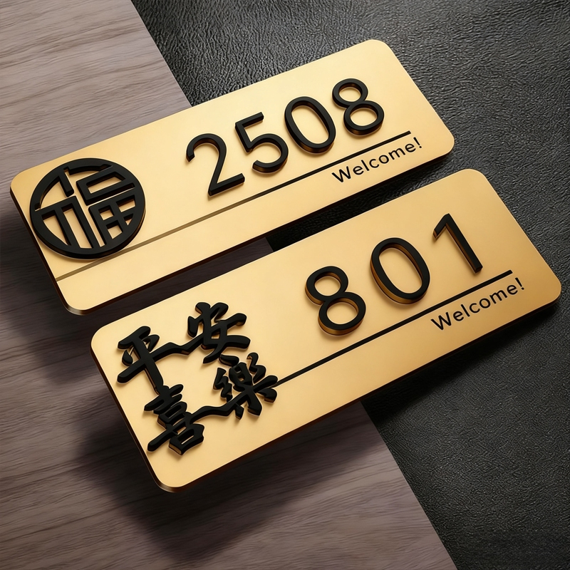 福 20x9cm Acrylic black background gold lettering new decorative ...