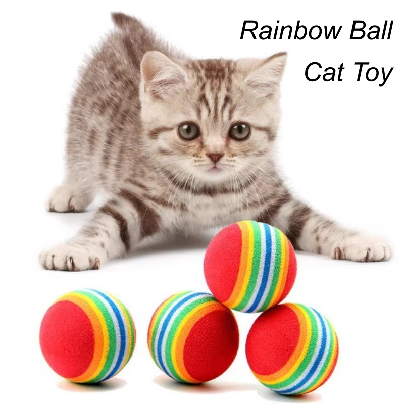 Rainbow Colorful Small Sponge Foam Ball Cat and Kitten Toy Balls ...