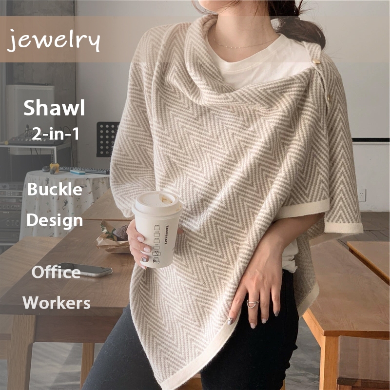 🧣 2025 Scarf Shawl 2-in-1 with Buttons Premium Acrylic Warm Office ...