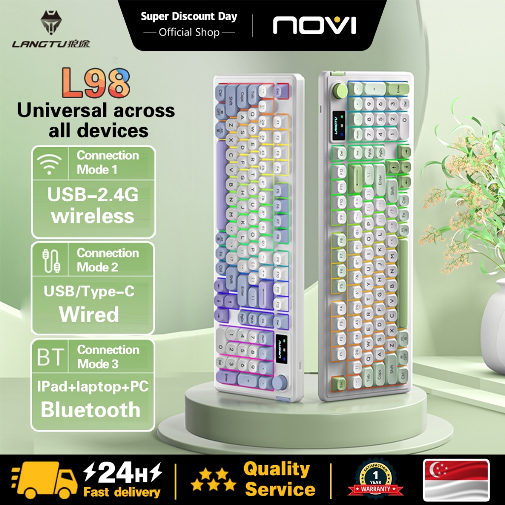 LANGTU L98 Gasket Structure RGB Backlit With Knob Led Screen Tri-Mode ...