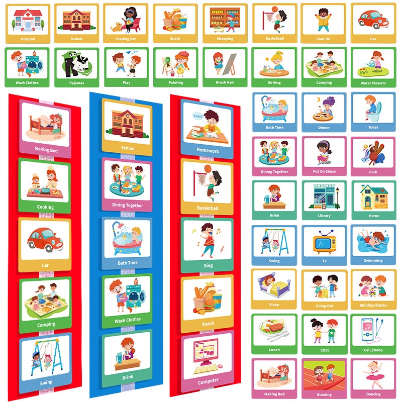 60 Pcs Kids Visual Schedule Cards Daily Routine Chart Visual Wall ...