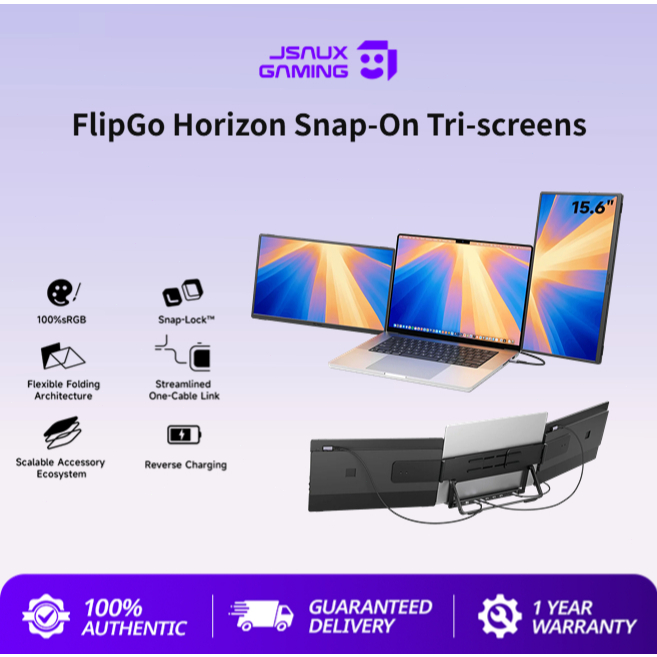 JSAUX Horizon Snap-On Tri-screens FlipGo Dual Portable Monitor | Shopee ...
