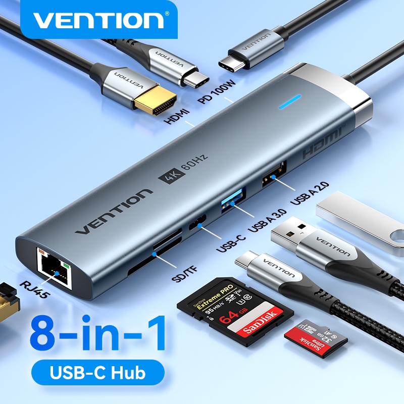 [SG]Vention Type C Hub 8 in 1 PD100W Portable Mini USB Docking Station ...