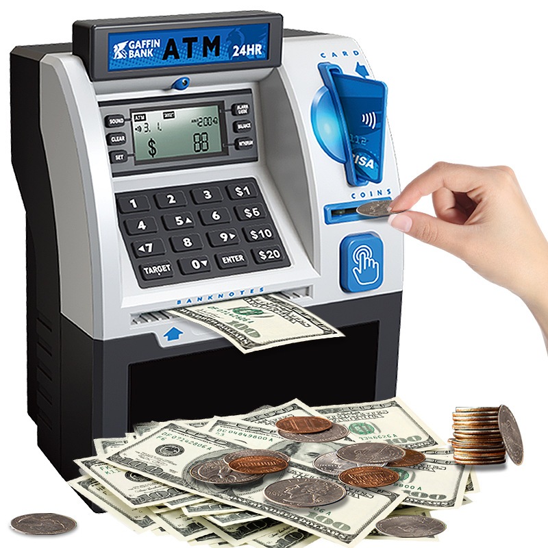 ATM Piggy Bank for Real Money for Kids ,Toy Money Bank with Card ...