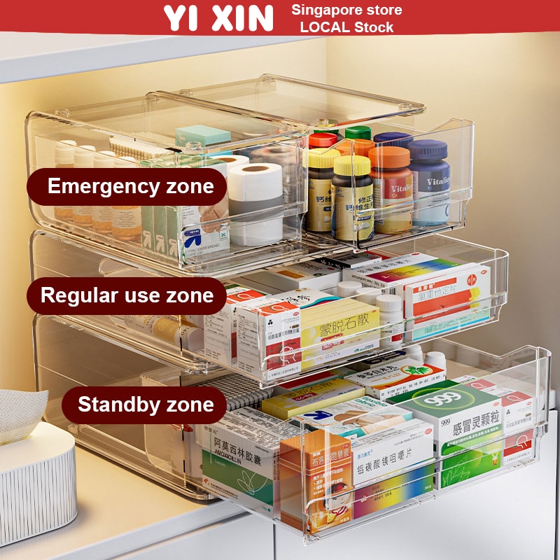 YIXIN Acrylic Stackable Drawer Box Transparent Fridge Organiser ...