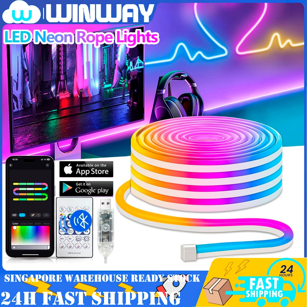 DIY RGB LED Neon Strip Lights Indoor Ambient Lighting - Smart APP/IR ...