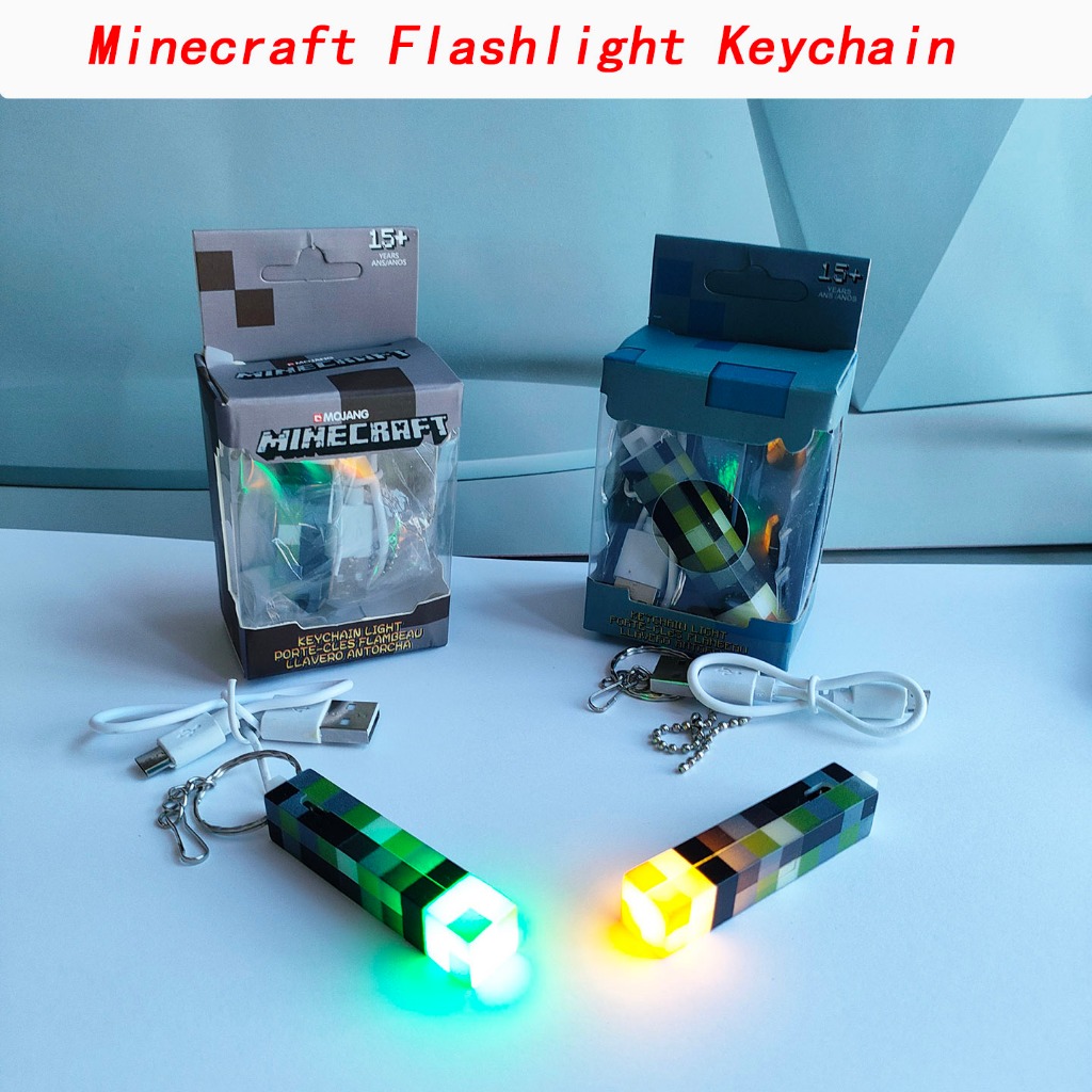 Minecraft Mini Torch Keychain Flashlight 7- Color-Changing ...