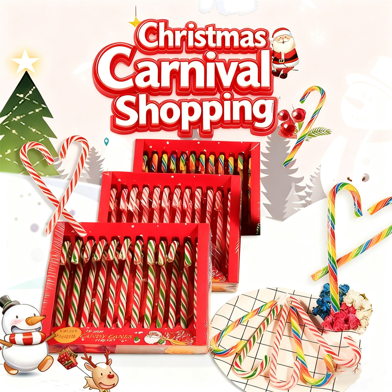 Christmas candy rainbow mini fruit lollipop fruit cane candy Christmas ...