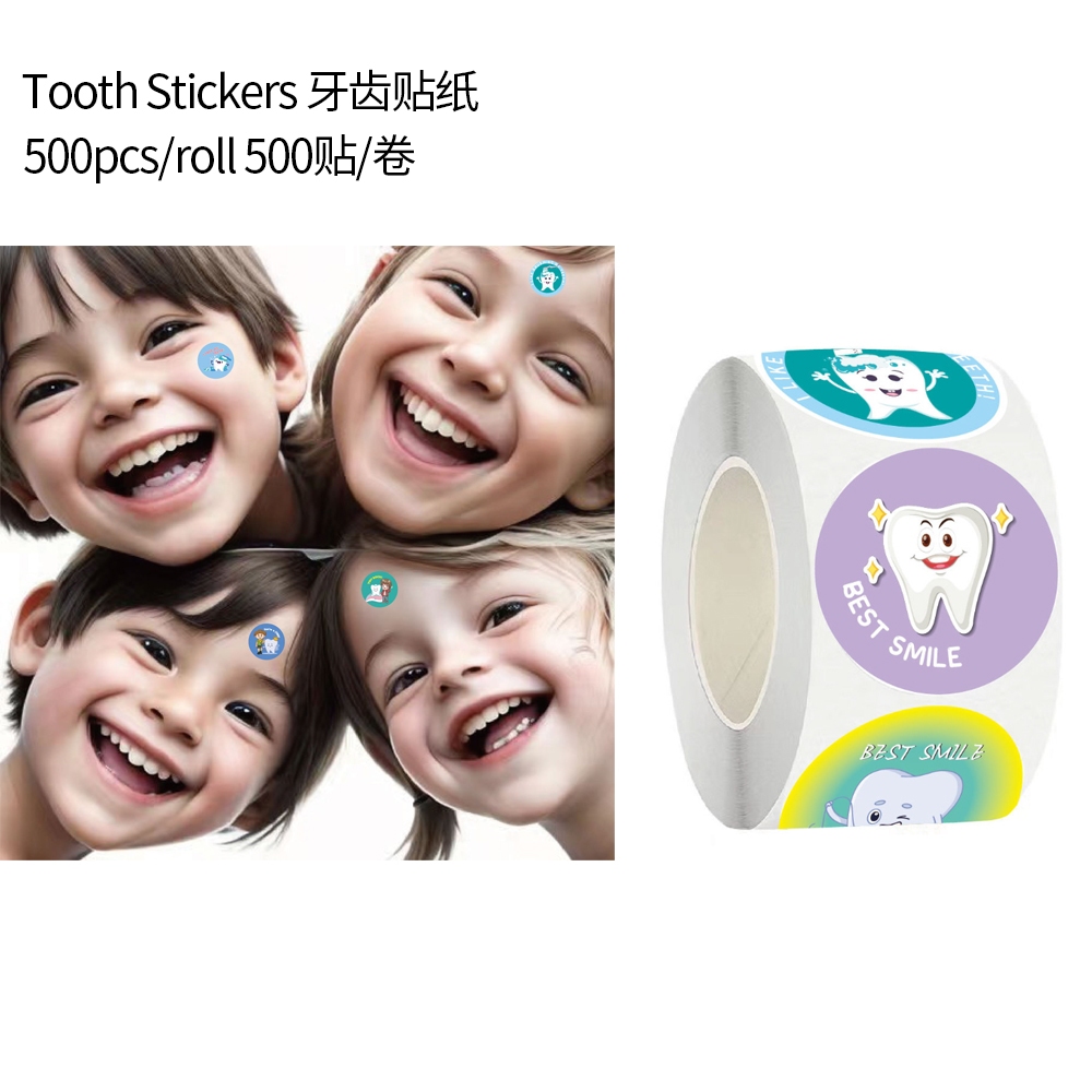 1Roll Tooth Round Sticker Dental Cartoon Cute Teeth Shape Stickers ...