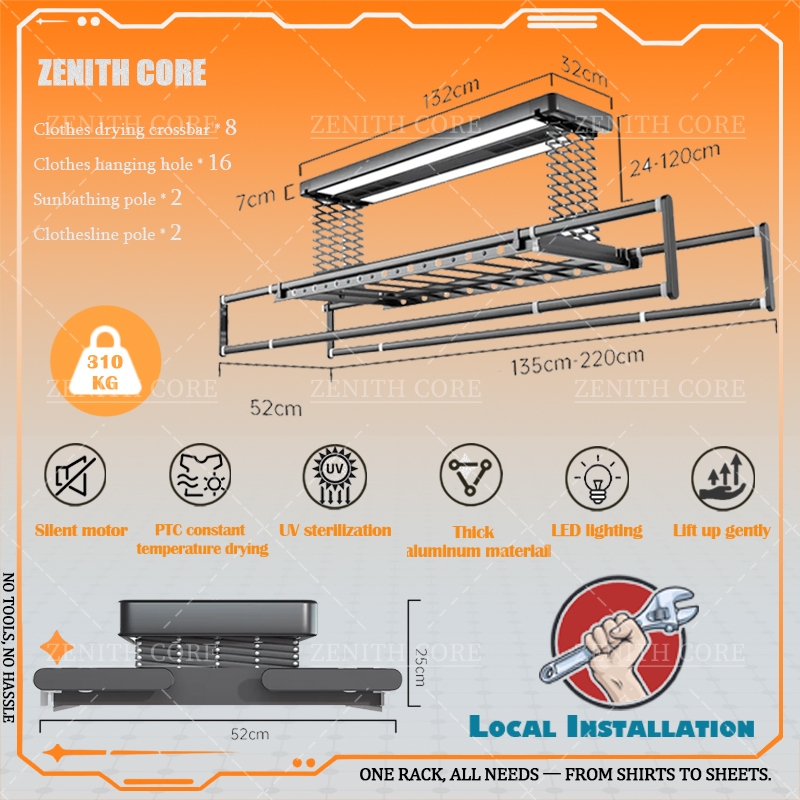 Automated Laundry Rack Lifting Electric Clothes Drying Rack Balcony ...