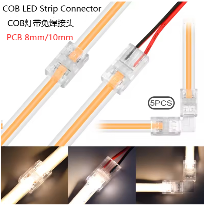 5pcs COB LED Monochrome Light Strip Quick Connector Connector L-Shaped ...