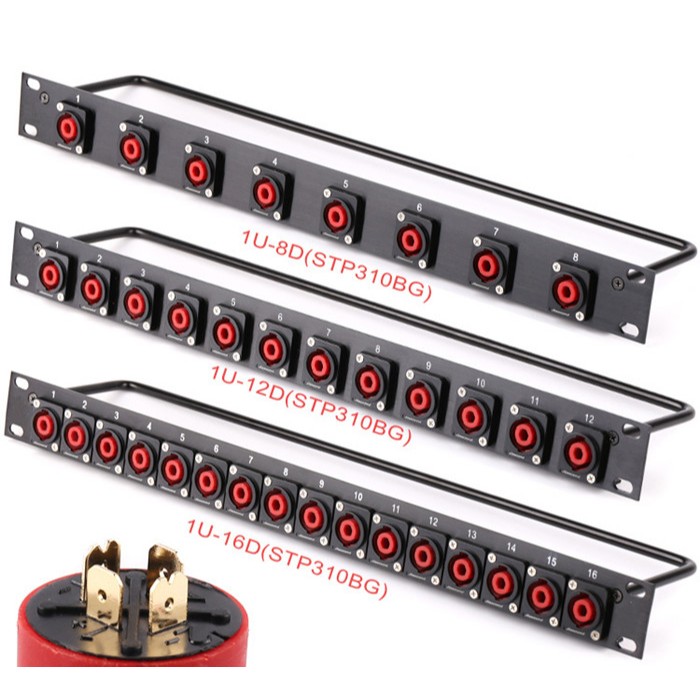 Rack Patch Panel 8 12 16 Way Speakon Connector 1U Flight Case Mount ...