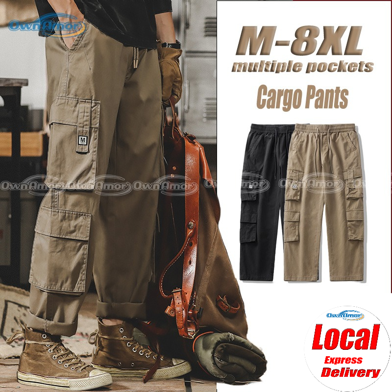 【M-8XL】Plus Size Cargo Pants Men Oversized Big&Tall Utility Multi ...