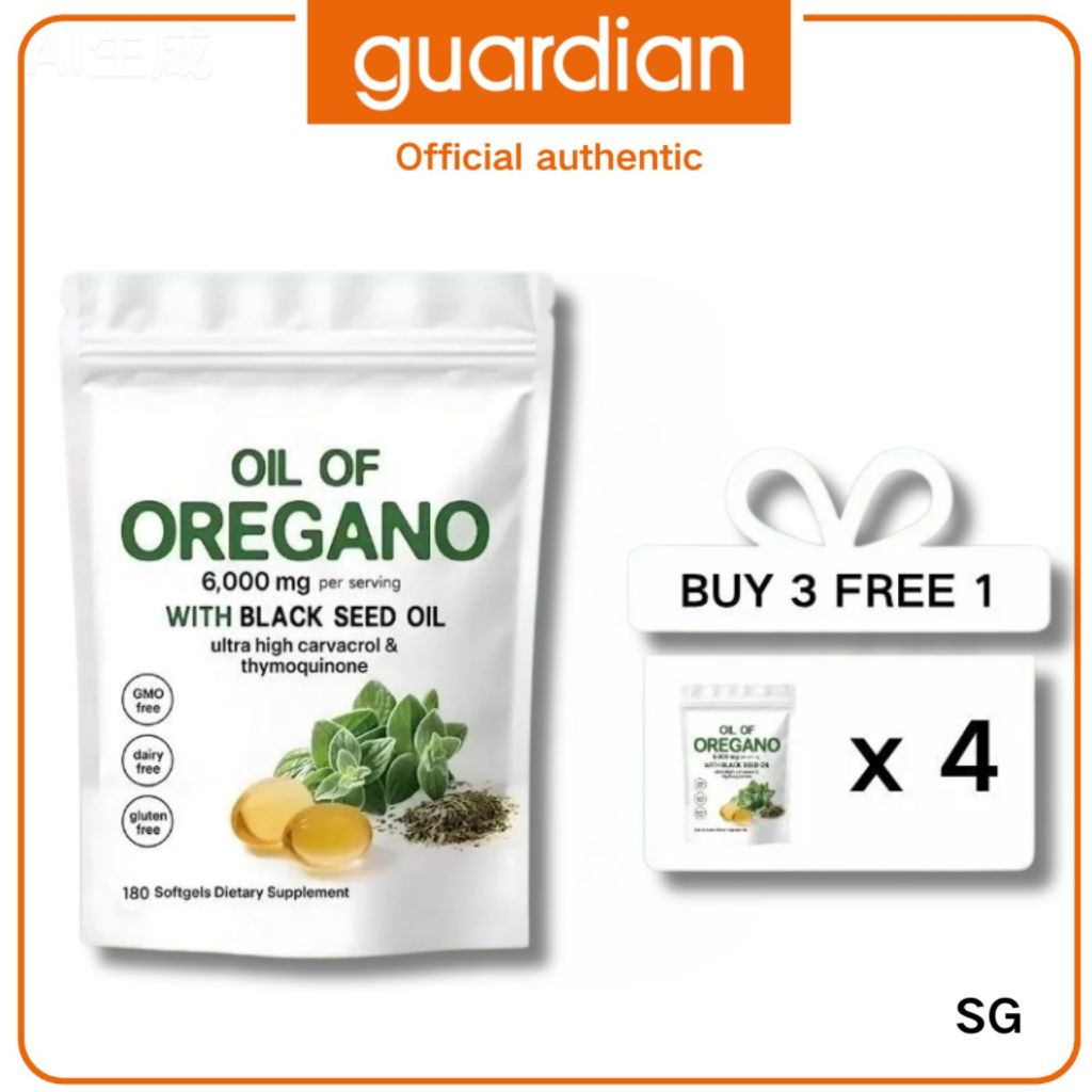 Oregano Oil Capsules，Oil of Oregano Softgels 6000mg Per Serving + Black ...
