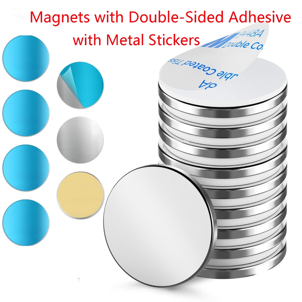 Strong Neodymium Disc Magnets with Double-Sided Adhesive, Rare Earth ...