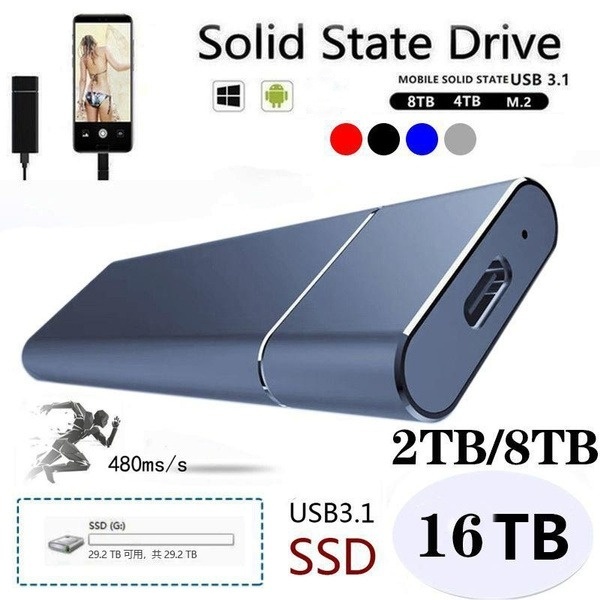 16TB High Speed Mobile External Hard Drive SSD USB3.1 16TB External ...