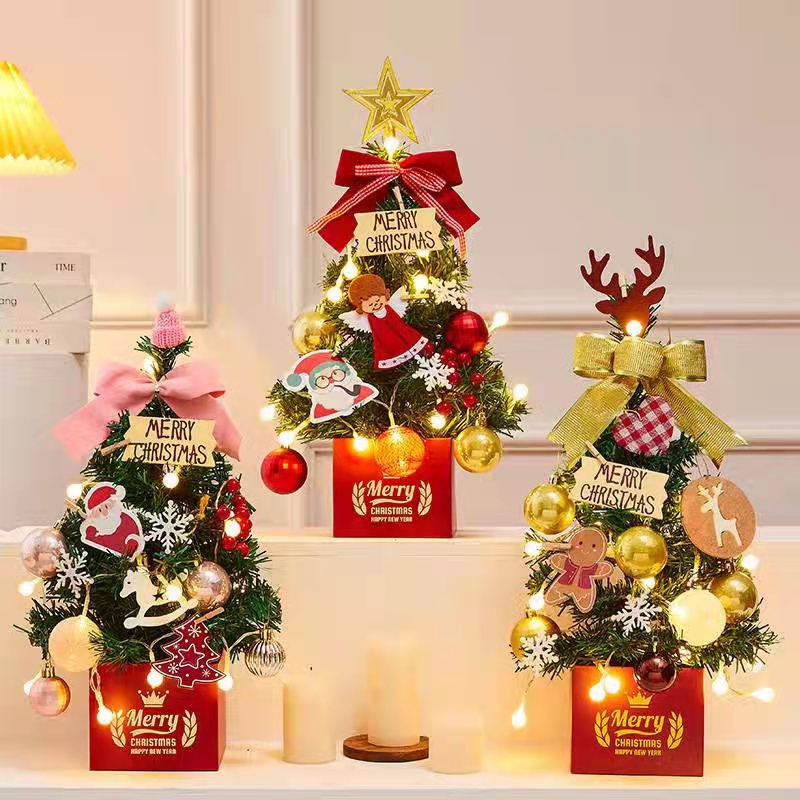 45cm/60cm Mini Christmas Tree Decoration With Lights Ornaments for ...