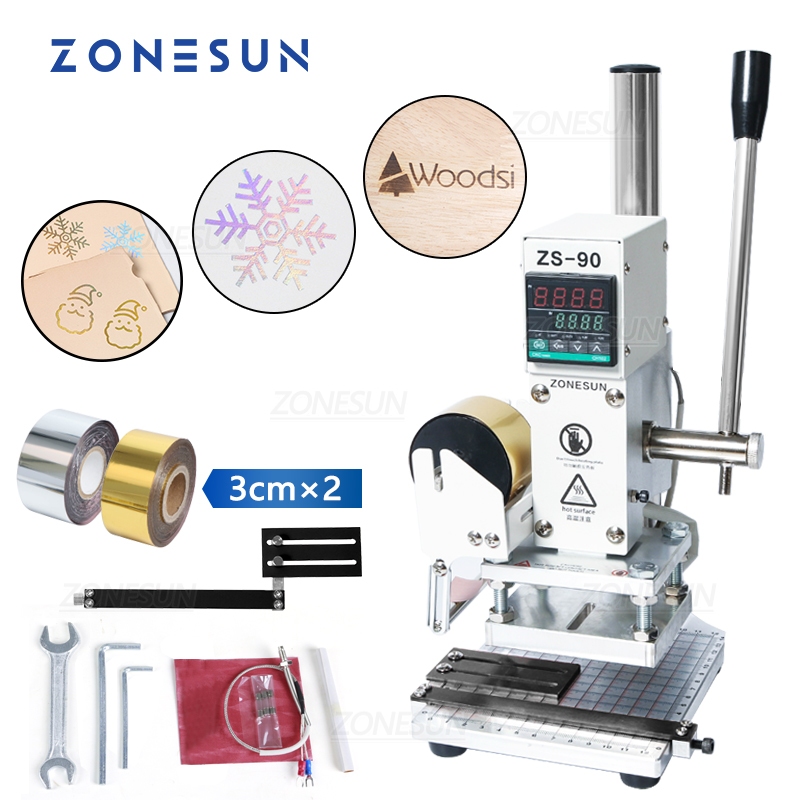 ZONESUN ZS90 Hot Foil Stamping Machine | Manual Leather Logo Embosser ...
