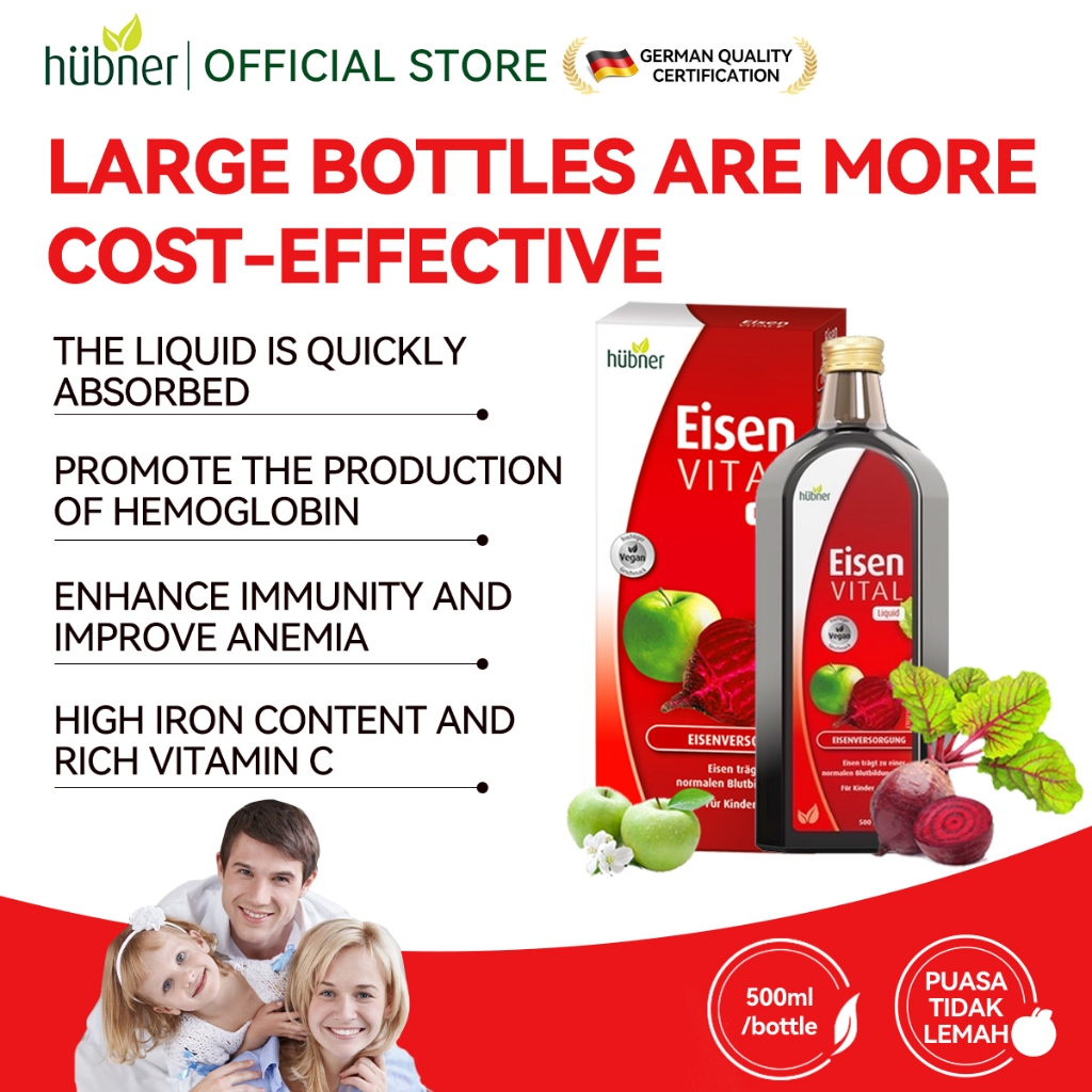 [Huebner] Premium Liquid Iron 500ml | German Formula + Vitamin C ...