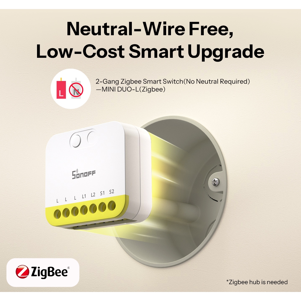 SONOFF MINI-ZB2GS-L Zigbee Protocol No Neutral Required MINI DUO-L 2 ...