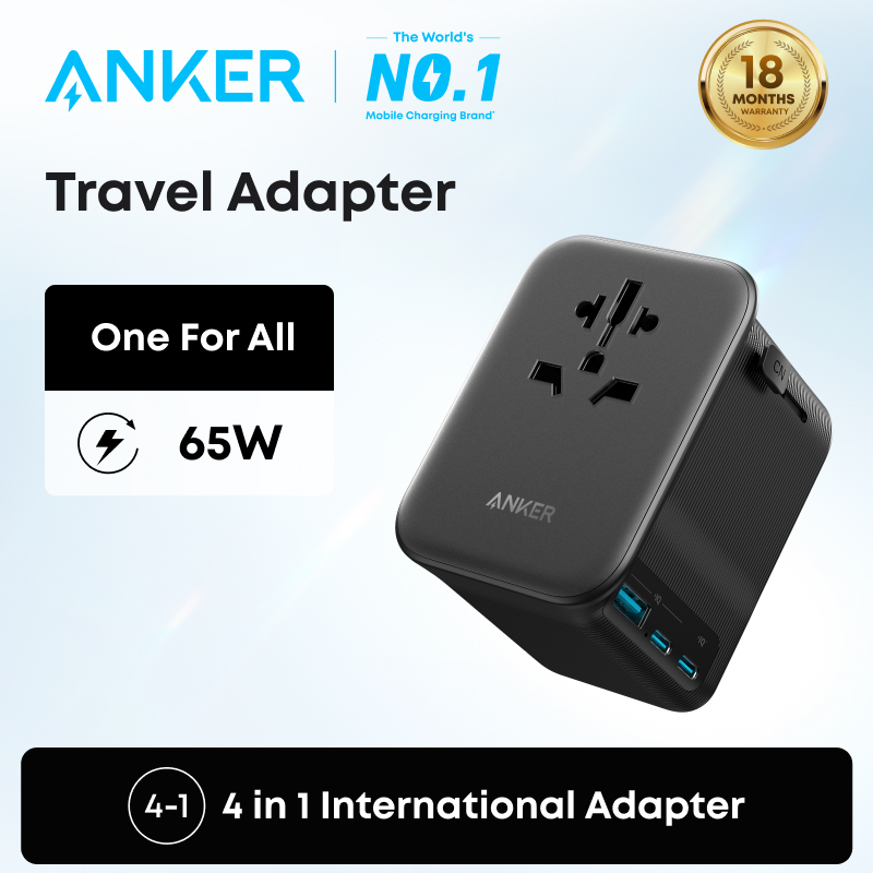 ANKER PowerExtend USB-C Travel Adapter 30W 4 in 1 PD Travel Adapter ...