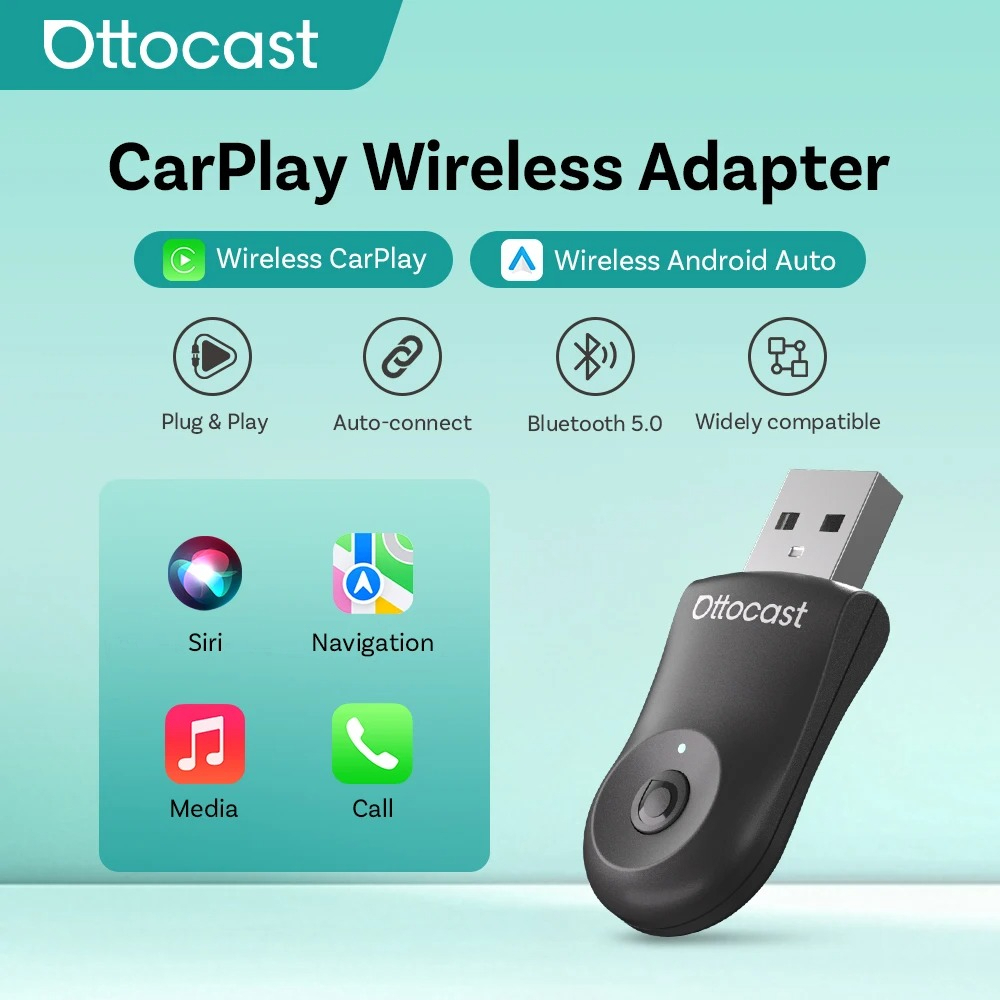 Ottocast 2 in 1 Wireless CarPlay Android Auto Adapter Plug Play Fast ...