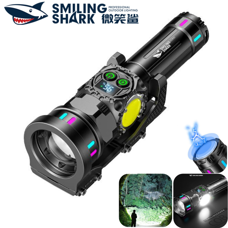 SMILING SHARK Rechargeable Flashlight LED Magnetic Work Torch Light ...