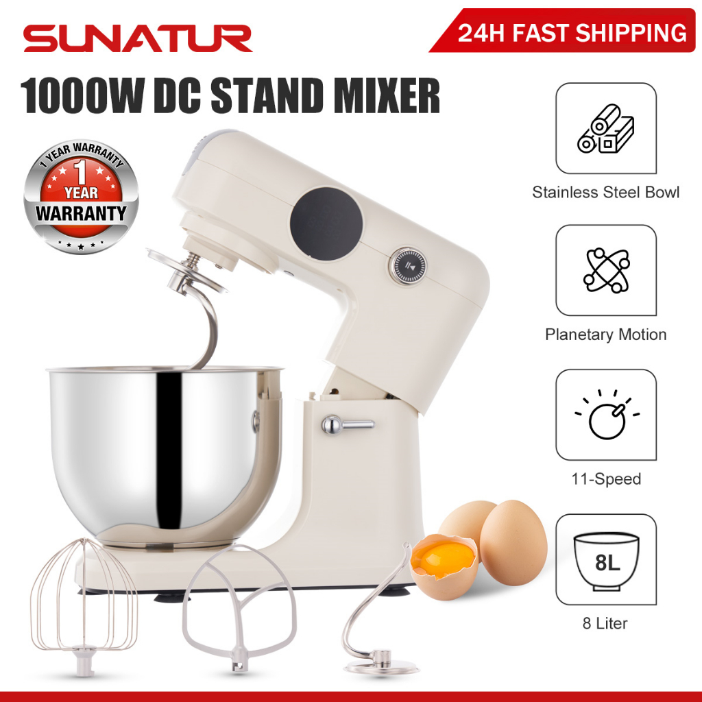 SUNATUR 8L Mixer 1000W DC Motor Timer Controlled Dough Mixer Fully ...