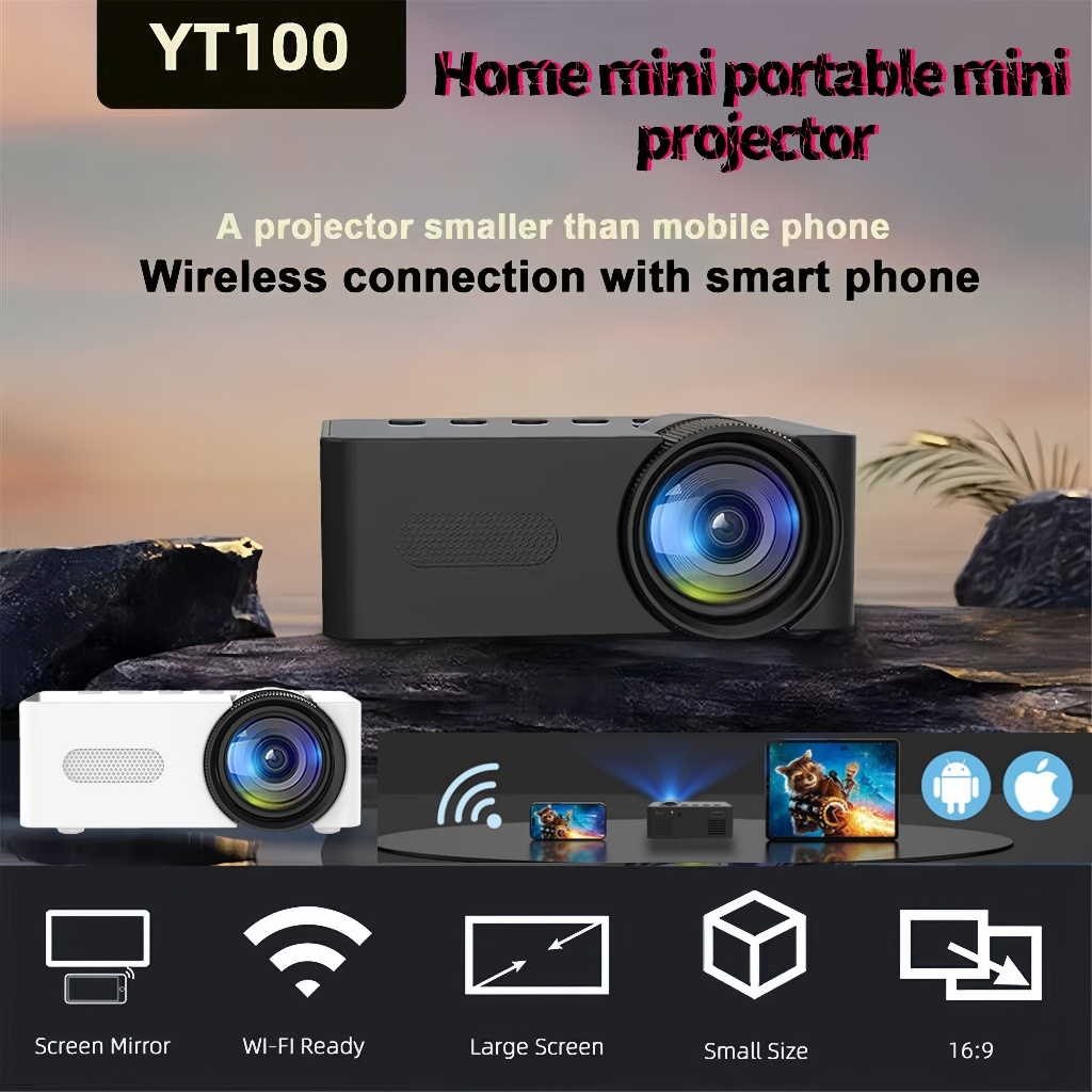 【In Stock】Projector LED HD 1080P Wireless Mobile Phone Mini Projector ...