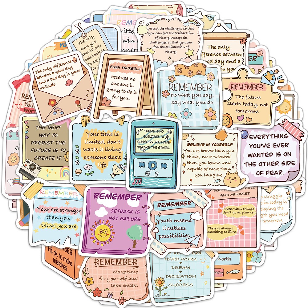 50PCS Positivity Stickers Waterproof for Journal Laptop Water Bottle ...