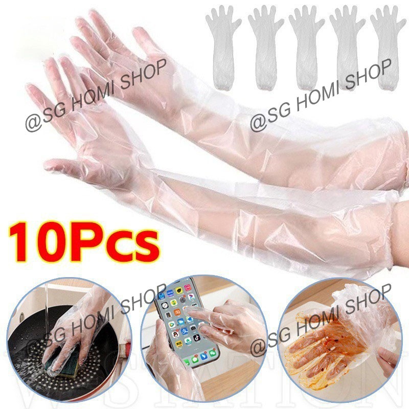 Disposable Transparent Extended Gloves / Kitchen Dishwashing Clean ...