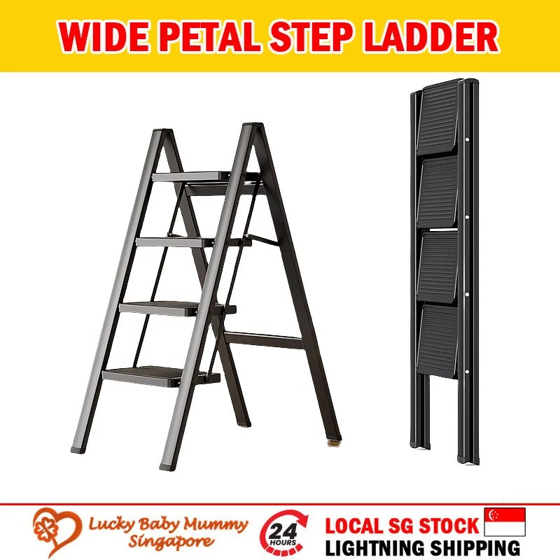 【SG Seller】2/3/4/5 Steps Wide Pedal Steel Ladder Foldable Step Ladder ...