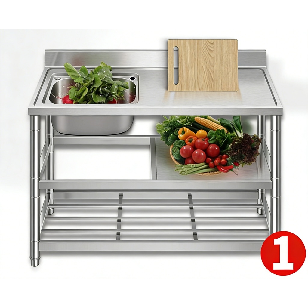 304 Stainless Steel Utility Sink, Free Standing Double Bowl Kitchen ...