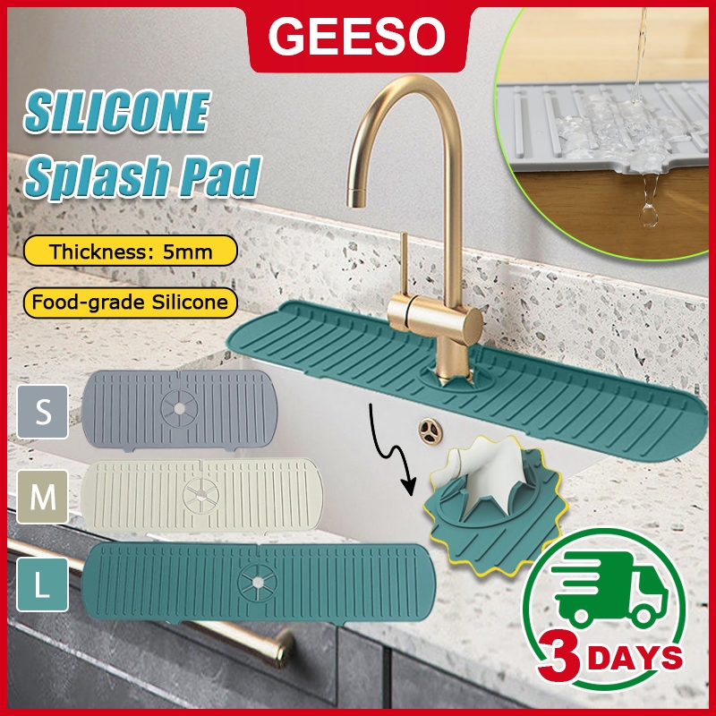 GEESO Kitchen Sink Pad Silicone Faucet Splash Pad Kitchen Countertop ...