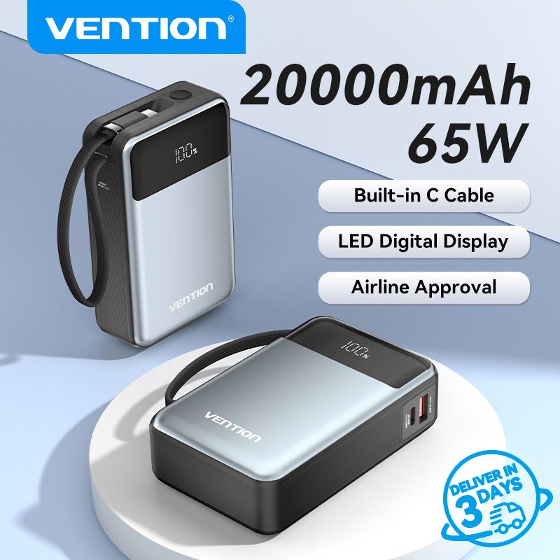 [CCC Certification]Vention 65W PowerBank with Cable 20000mAh Three-Way ...