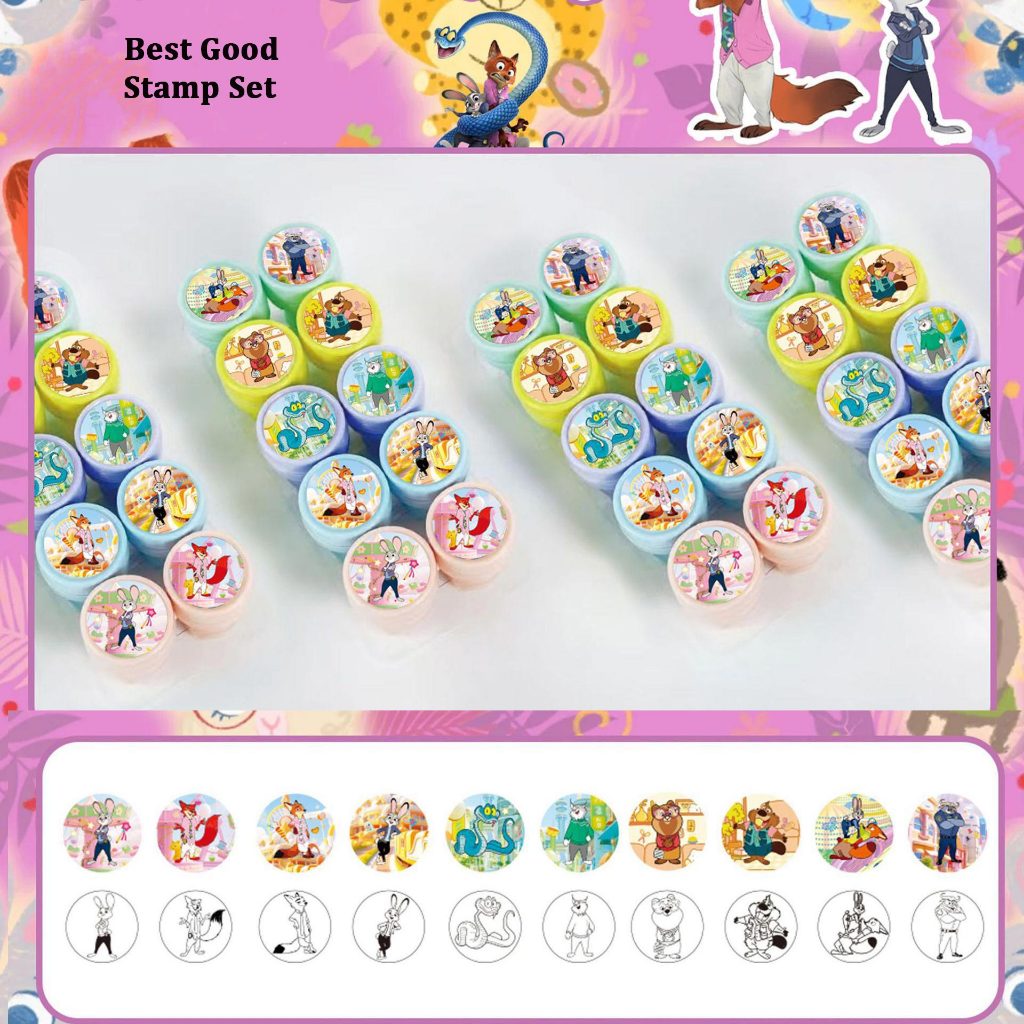 10PCS/ Set Funny Zootopia Stamp For Kids Cartoon Chops Reward Goodie ...