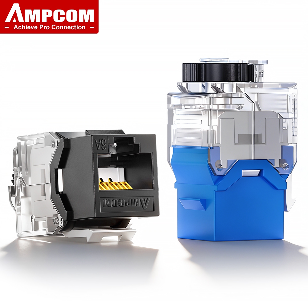 AMPCOM CAT6A RJ45 Keystone Jack, Ratchet Lock UTP Toolless Modular ...