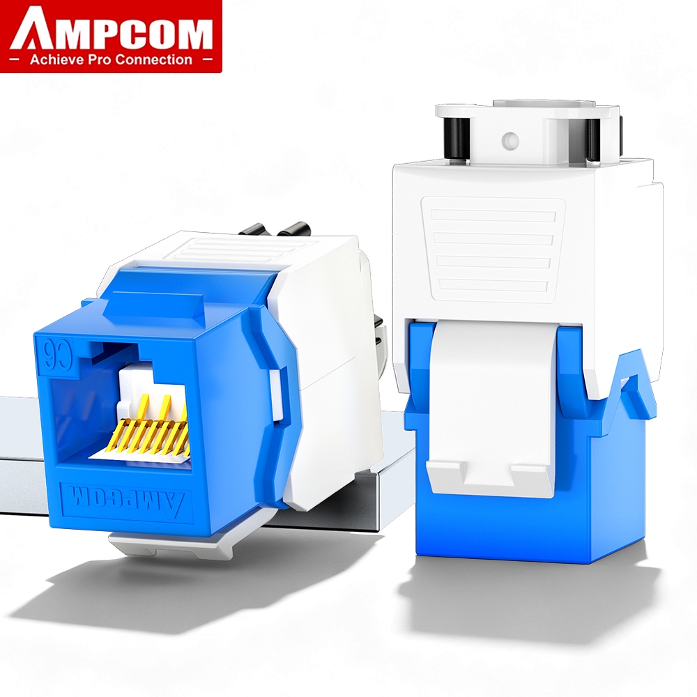 AMPCOM CAT6 RJ45 Keystone Jack, Ratchet Lock UTP Toolless Modular ...