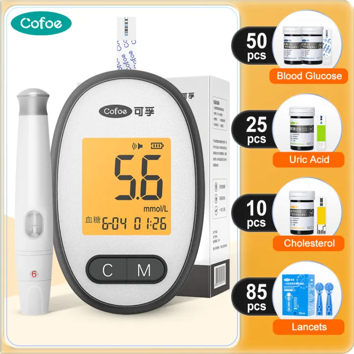 Cofoe 3 in 1 Blood Glucose / Cholesterol / Uric Acid Monitor with Test ...