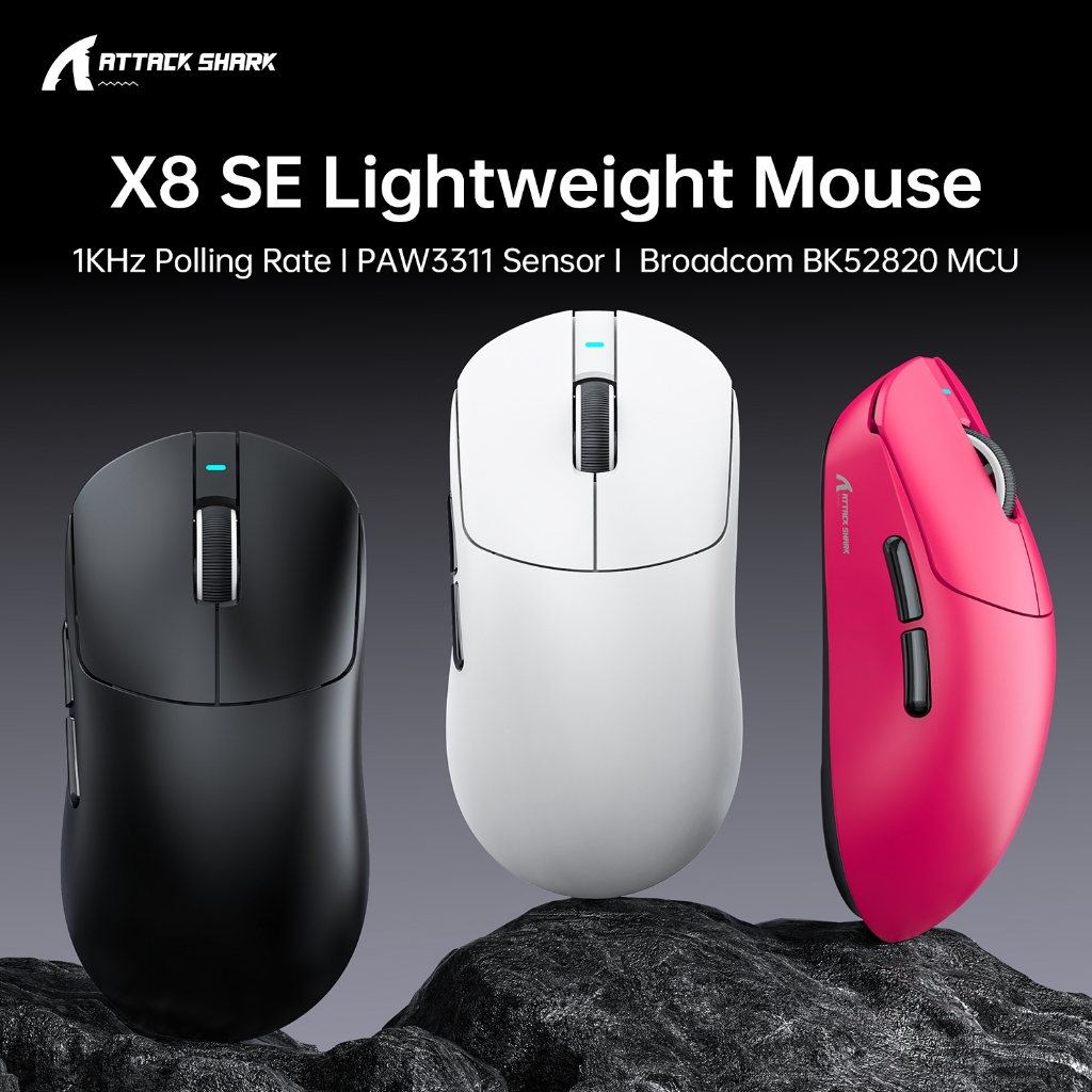 Attack Shark X8 SE Wireless Gaming Mouse | 55g Ultra-Light | 1KHz Wired ...