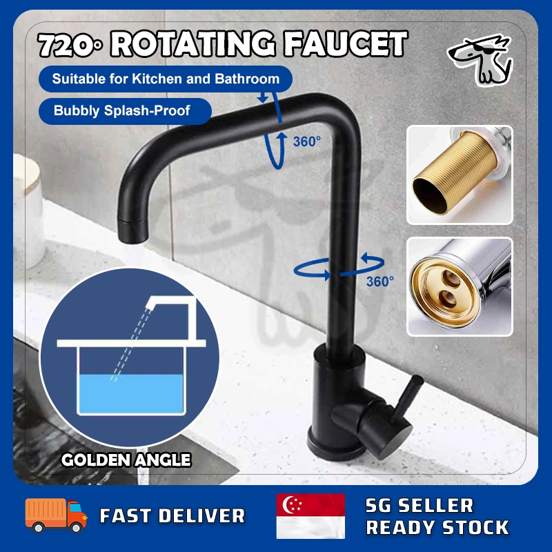 [SG Stock] 304 Stainless Steel Kitchen Faucet Sink Tap Single Hole Cold ...