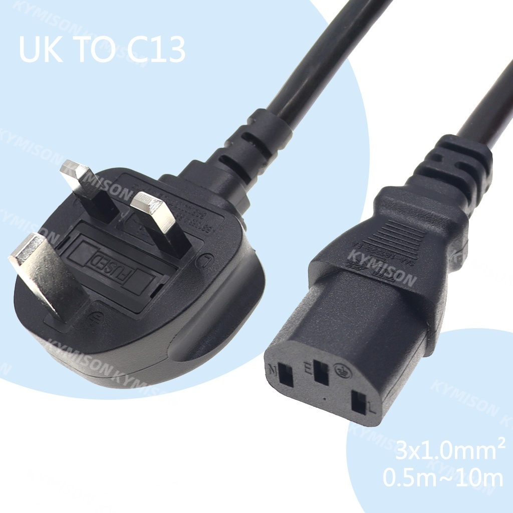 IEC320 C13 to BS1363 England UK Power Cord with Fuse 13A, Singapore ...