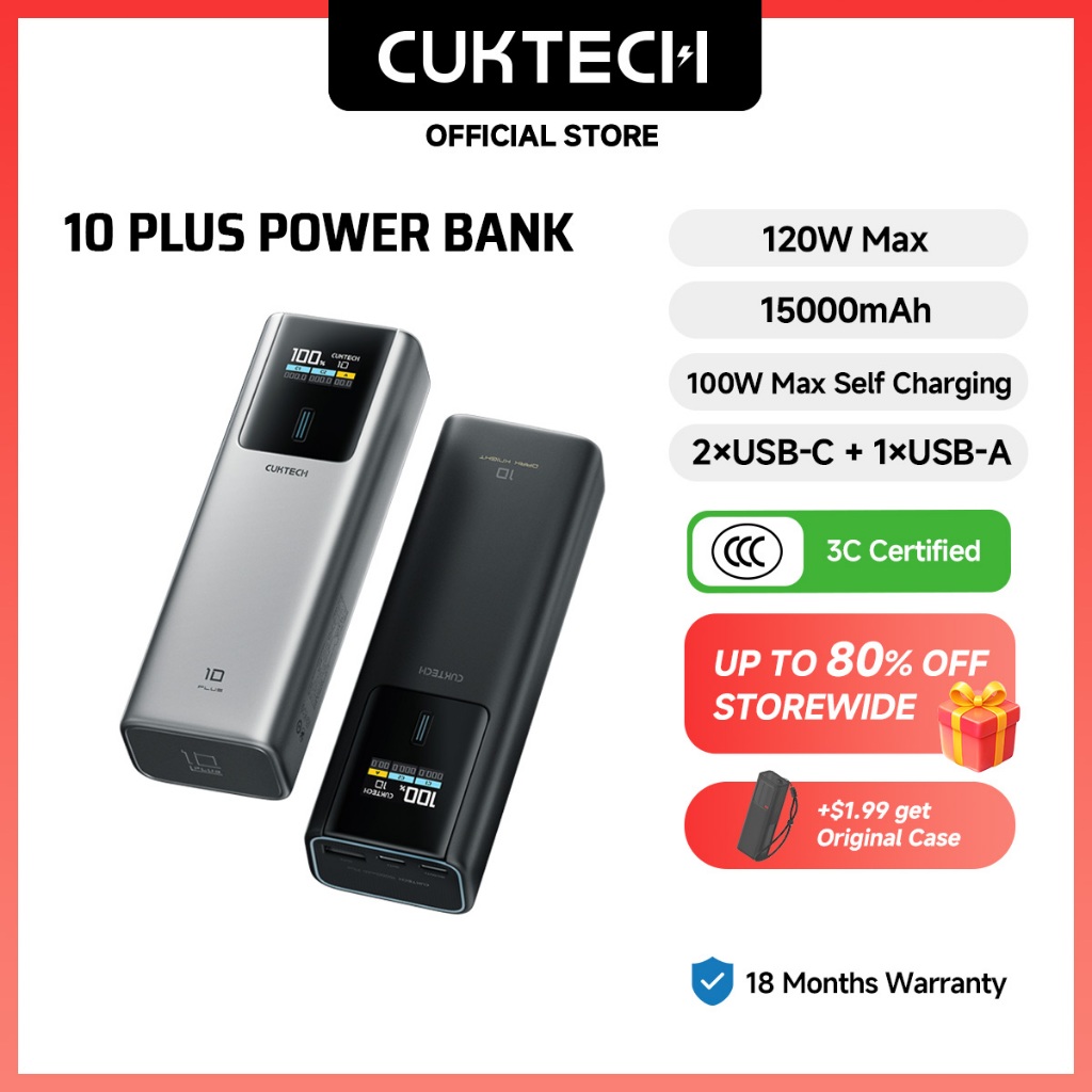 【ccc certified】CUKTECH 120W Fast Charging 15000mAh Power Bank | Shopee ...