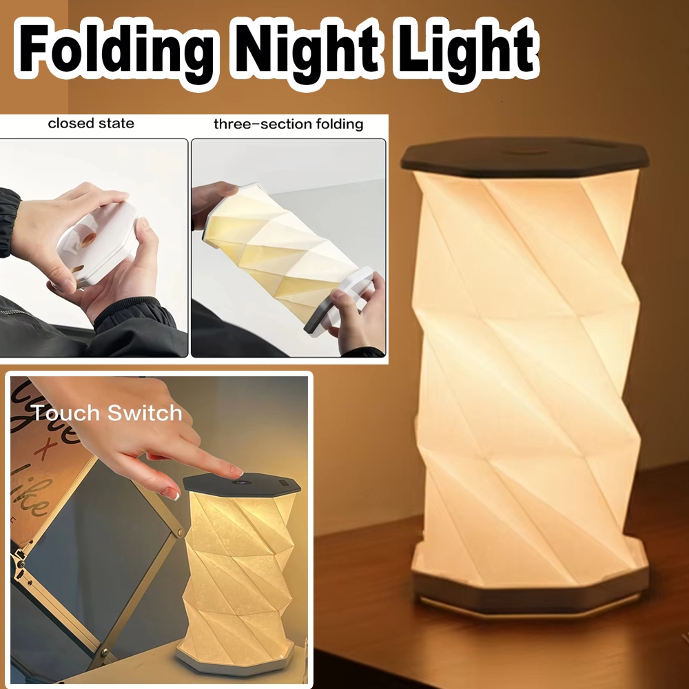 New Foldable Table Lamp Portable Desk Light Dimmable Paper Bedroom For ...