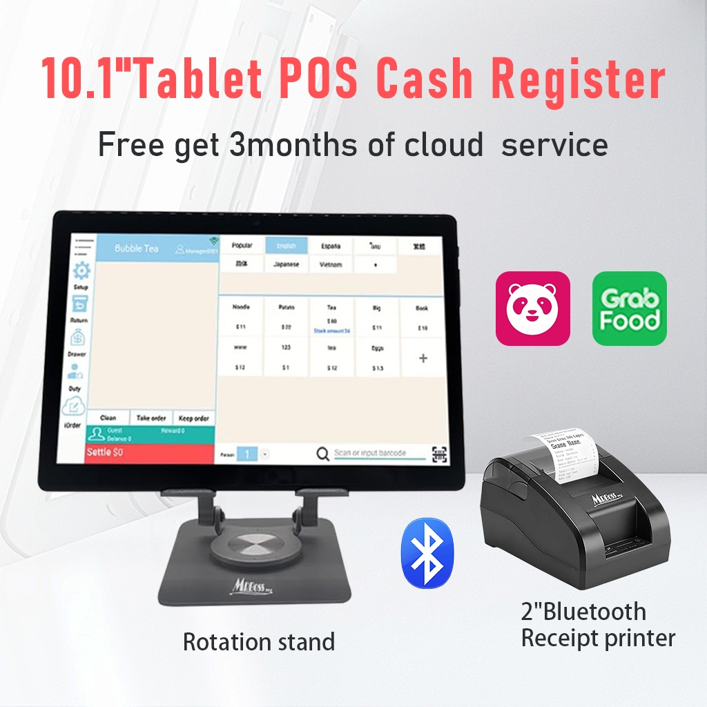 10.1'' Tablet lifetime POS Till Cash Register Receipt Printer rotation ...