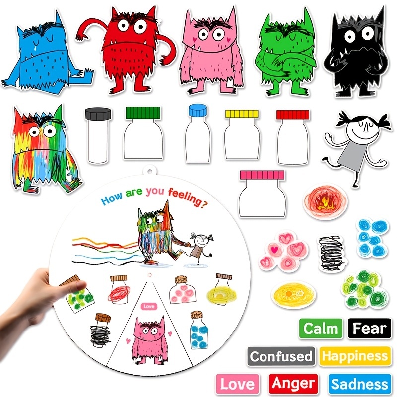 "The Color Monster" picture book touch felt toys, plush dolls, hand ...