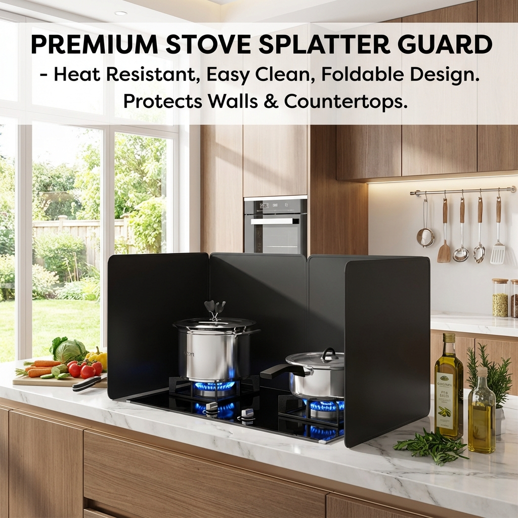 Kitchen Grease Guard Stove Guard Cooking Splash Guard & Heat Shield ...