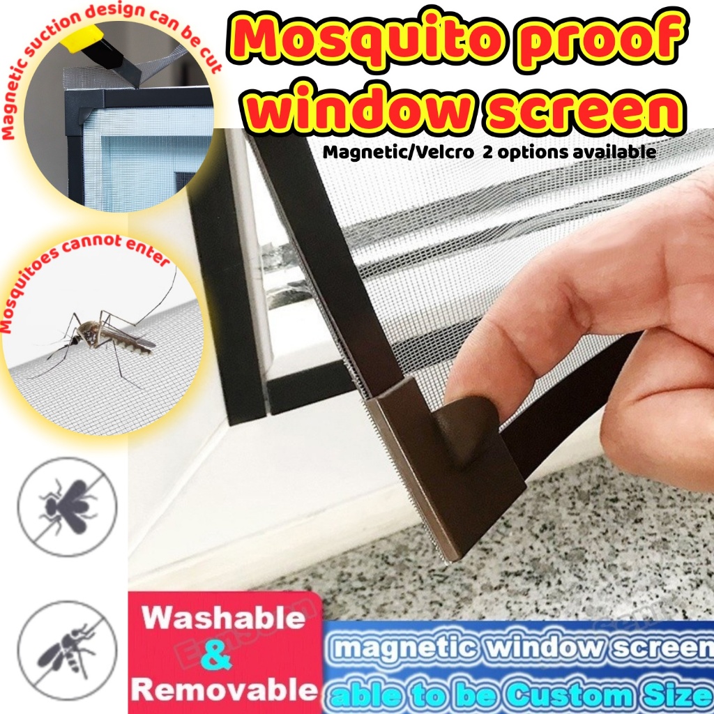 【Customized size】Adjustable Magnetic Window Screen &Velcro Window ...