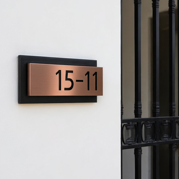 Singapore HDB Door Signage Rose Gold Customised holes stainless steel ...